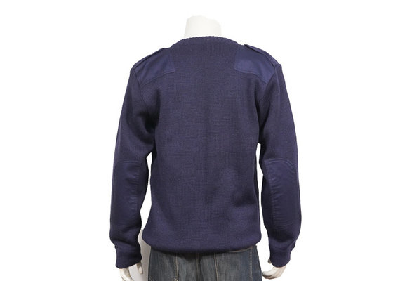 Custom Winter Military Uniform Sweater Navy Blue Woolen Blend Mens Military Sweater