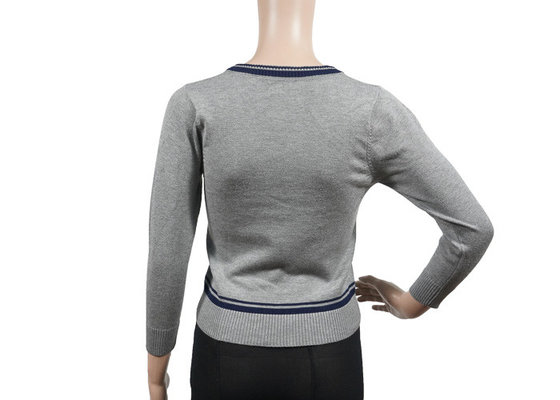 Autumn Cotton Kids Unisex Grey School Sweater V Neck Long Sleeve Knitwear Uniform