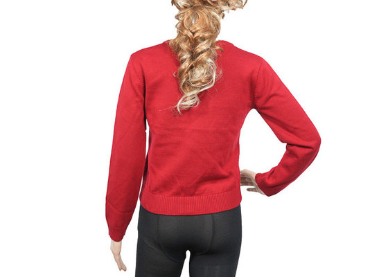 Red Color Acrylic Girl School Uniform Sweater OEM Design For Spring