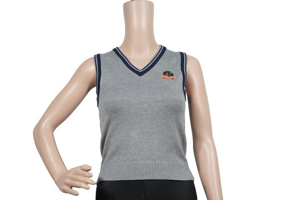 Custom Cotton Blend Sleeveless Sweater Vest School Girl Sweater For Primary School
