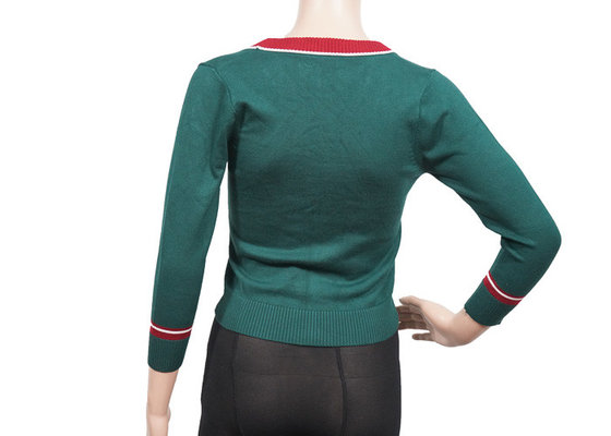Green V Neck Button School Uniform Sweaters Rib Knitted School Cardigan Sweater
