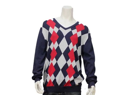 Het Ontwerp van de Argylesweater voor Patronen V van Mensenintarsia - hals Lange Koker Gebreide Verbindingsdraad