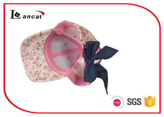Pink Ladies Baseball Caps With Denim Tie Back , College Baseball Hats