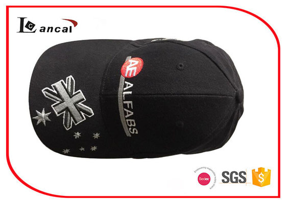 3D Embroidery Black Cotton Baseball Caps Hats With Adjustable Metal Buckle