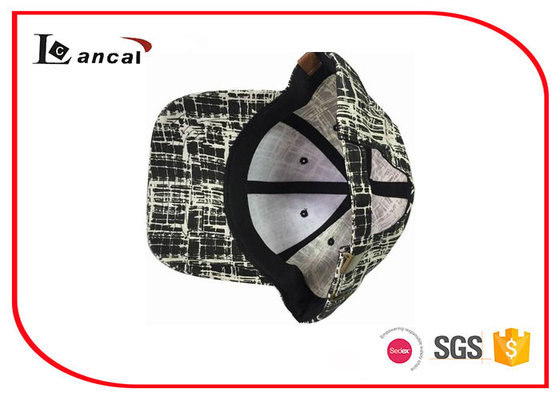 Black / White Canvas Flat Peak Baseball Caps Hats With Metal Buckle