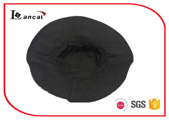 Wide Brim Colorful Printed Bucket Hat With String , Black / White Bucket Cap
