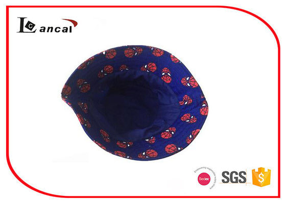 Navy Twill Children Bucket Hat Hawaiian With Spider - Man Printed