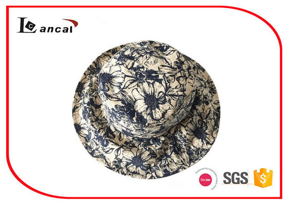 Reversible Flower Printed Bucket Hat , Canvas Wide Brim Fishing Hat