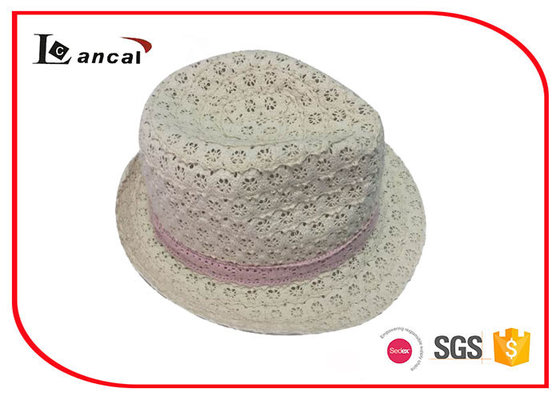 Pink Crochet Ribbon Waterproof Trilby Hat Felt Fedora Hats For Women
