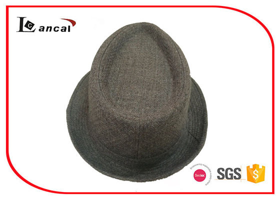 Blended Pongee Summer Ladies Trilby Hats 59cm With Matched Hatband