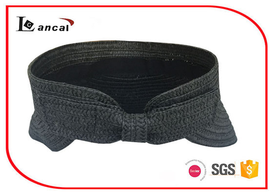 Black Packable Straw Sun Hat