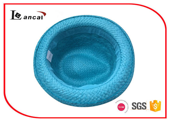 Boys Blue Wide Brimmed Straw Hat