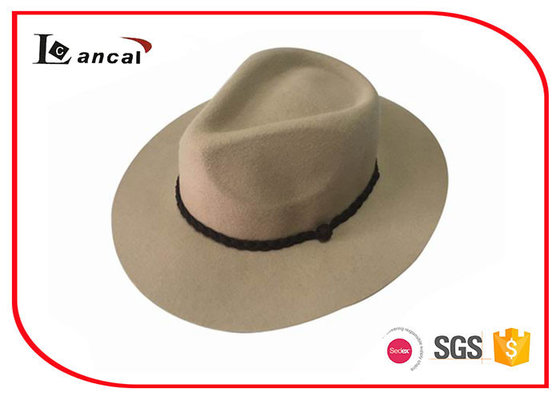 Classic Cream Felt Hat Dark Brown Braid Ribbon Trim Felt Cowboy Hats