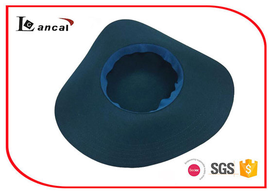Peacock Blue Round Felt Hat Ribbed Band Trim Fur Felt Fedora Hats