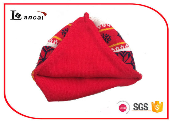 Peaked Red Plaid Trapper Hat For Girls , Ear Flaps Trapper Style Hat