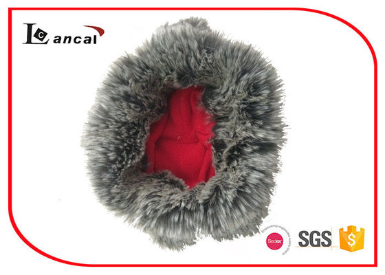 Jacquard Girls Winter Trapper Hat With Red Polar Fleece And Faux Fur Lining