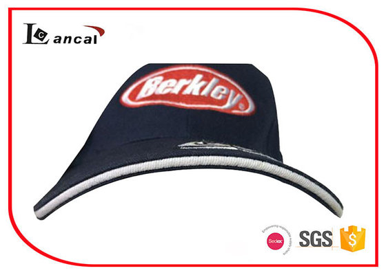 6 Panels College Baseball Hats 58cm Black Embroidered Baseball Caps