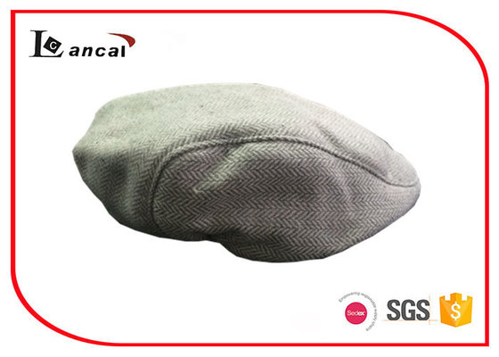 44cm Light Color Herringbone Childrens Flat Cap Grey Cotton Lining