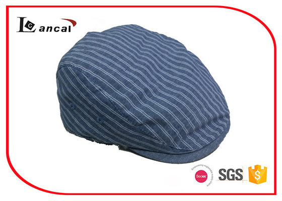 Machine Eyelets Houndstooth Wool Flat Cap Snap Fastener Adjuster