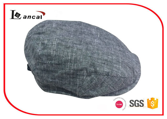 Satin Lining Wool Flat Cap For Men , Ribbed Sweatband Wool Ivy Cap