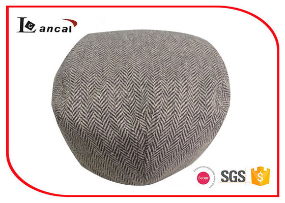 Brown Herringbone Wool Flat Cap