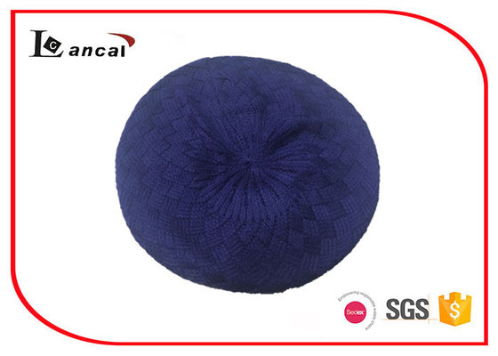 Customize Navy Pointelle Hat Durable Slouchy Beanie Hats For Ladies