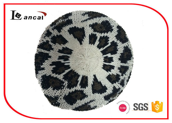 Leopard Jacquard Pattern Crochet Slouchy Beret 100% Acrylic For Ladies
