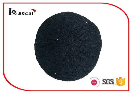 LC15/1110-15 viscose knit beret hat small plastic sequin for ladies