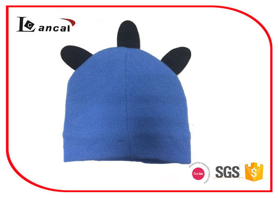 Monster Design Warm Blue Knit Hat Three Ear Lap Washable For Childrens