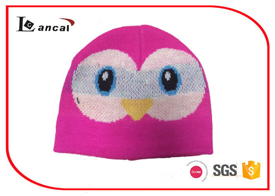 100% Acrylic Knit Beanie Hat Bird Jacquard Design , Ladies Knit Hats