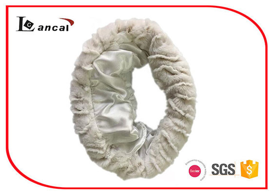 100% Polyester Cream Knitted Snood Scarf For Ladies , Crochet Cowl Scarf