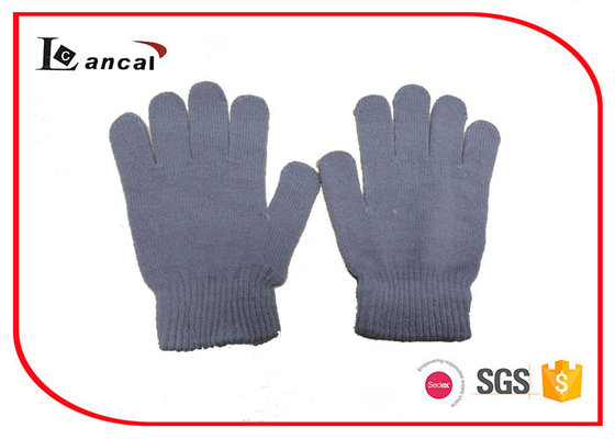 Skull Pattern Grey Mens Warm Winter Gloves 100% Acrylic Fabrics