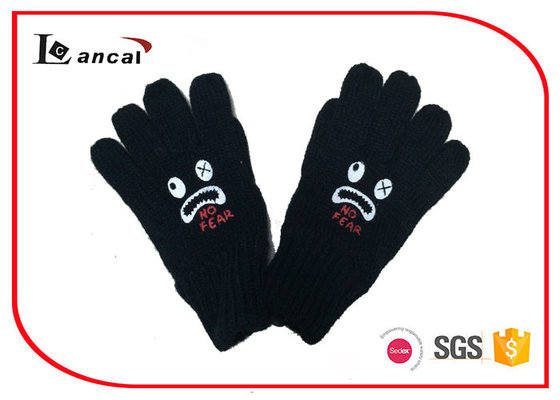 Black Mens Winter Gloves With Offset Printing Monster , Insulated Winter Gloves