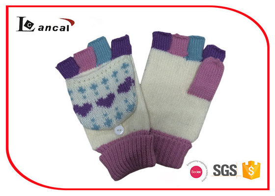 Jacquard Knitted fingerless Warm Winter Gloves With Turn Up Rib