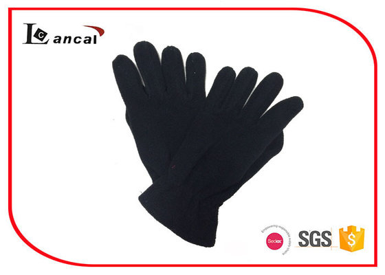 Black Polar Fleece Warmest Winter Gloves For Men , Mens Common Style Gloves