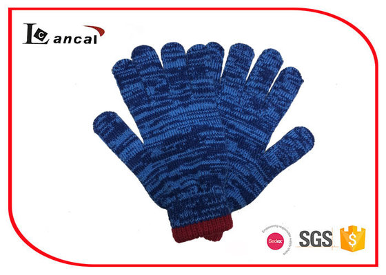 Ab Yarn Blue Insulated Warm Winter Gloves Elastic Ribbed Cuff For Boys