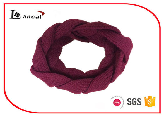 Twist Braid Style Burgundy Knitted Snood Scarf Red Hooded Cowl Scarf