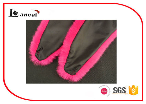 Rose Red Faux Fur Scarf With Satin Lining And Hook , Ladies Faux Fur Collar Scarf