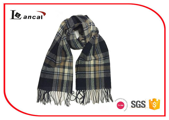 Plaid Check Women Wrap Shawl , Light Brushed Crocheted Grey Scarf SGS / ITS / REACH Standard