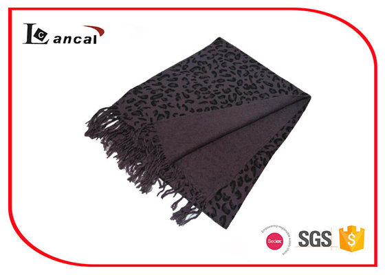 100% Acrylic Purple Leopard Woven Black Shawl 70cm x 180cm For Men