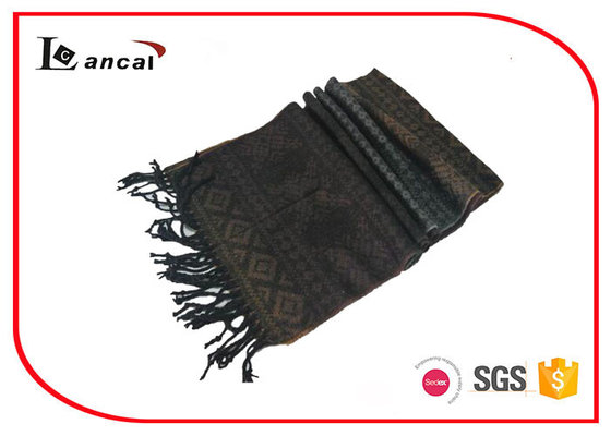 Adults Light Weight Black Women Wrap Shawl With Acrylic Fairisle Jacquard