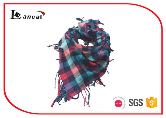 Tartan Plaid Woven Ladies Shawls And Wraps For Women , 100% Acrylic Checked Scarf