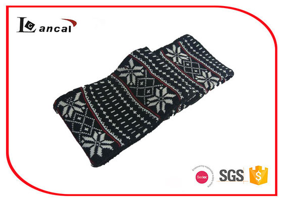 Mens Warm Winter Black Cable Knitting Patterns Scarf With Black Polar Fleece Lining
