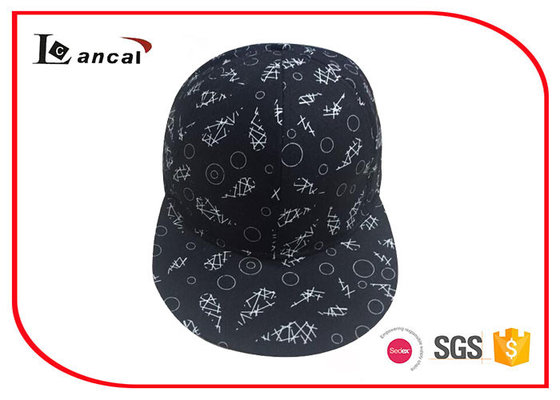 Custom print 100% polyester 6 panel cap mens black baseball cap