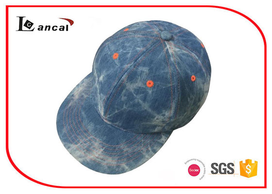 Washed denim baseball caps hats contrast color style six panel cap