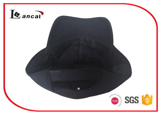 Horsehair six panel baseball cap , all black mens baseball cap with velcro strap