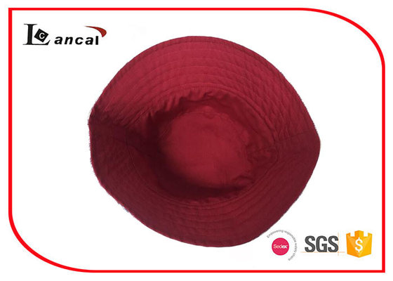 Seersucker printed bucket hats for women / dark blue and red stripe style hat