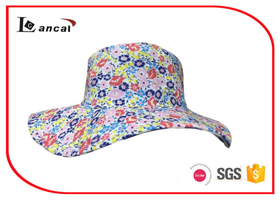Floral printed bucket hat with blue and white stripe cotton reversible hat