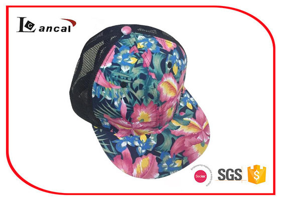 6 Panel Baseball Caps Hats for mens in tropical print mesh snapback cap