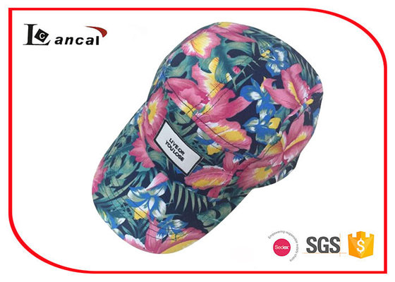 Reactive print baseball caps hats 5 panel cap with customized badge